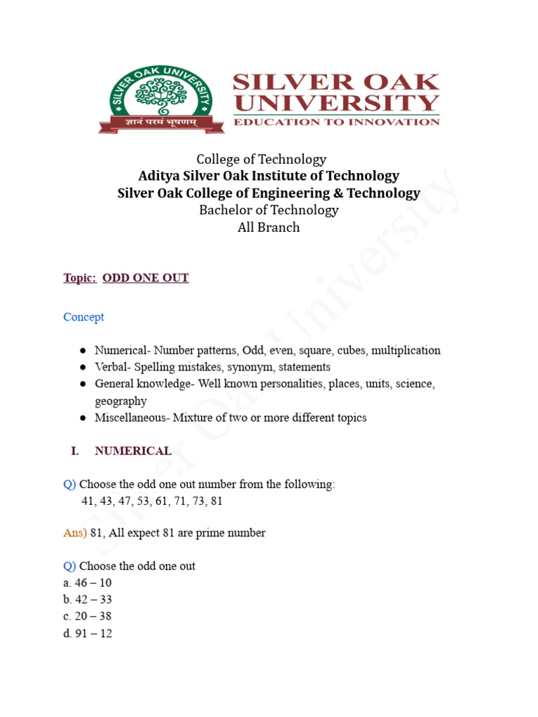 (Unit 2 &3 Notes) Odd One Out & Simplification.docx | PDF