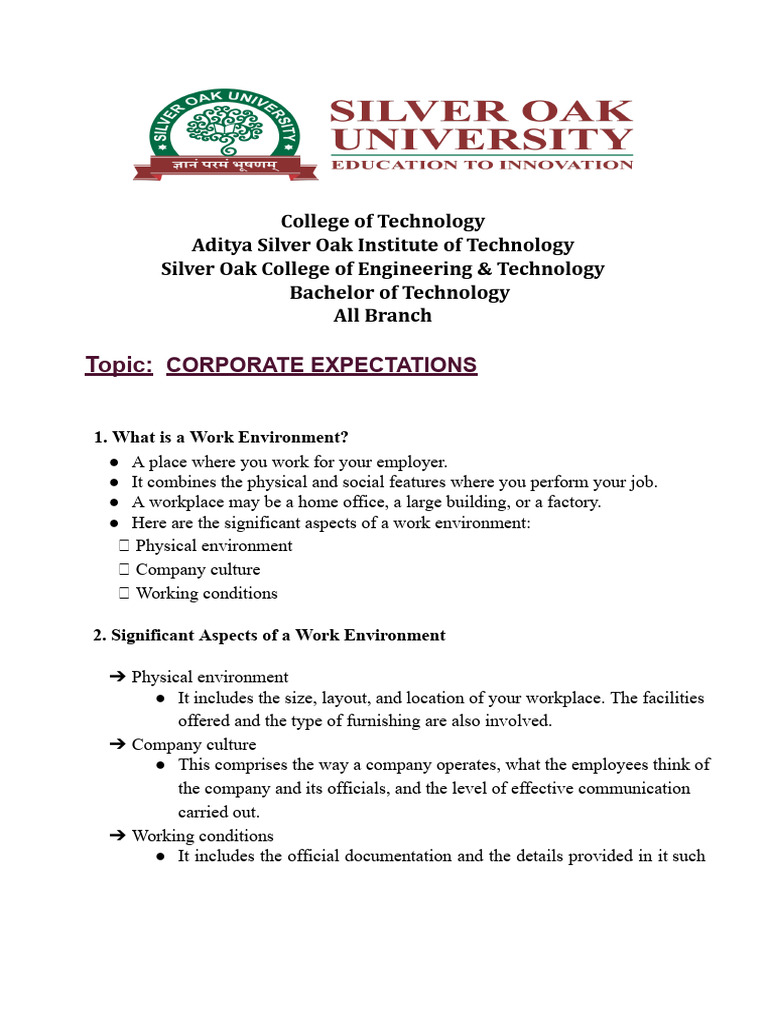 (Unit 4 Notes) Corporate Expectations | PDF