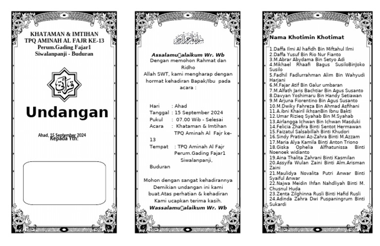 UNDANGAN IMTIHAN 2024.newdoc | PDF
