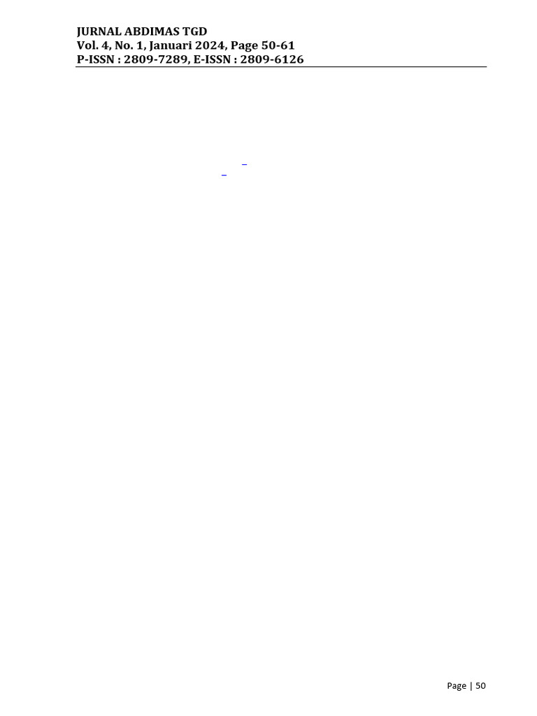 Jurnal Abdimas TGD Vol. 4, No. 1, Januari 2024, Page 50-61 P-ISSN: 2809-7289, E-ISSN: 2809-6126 ...