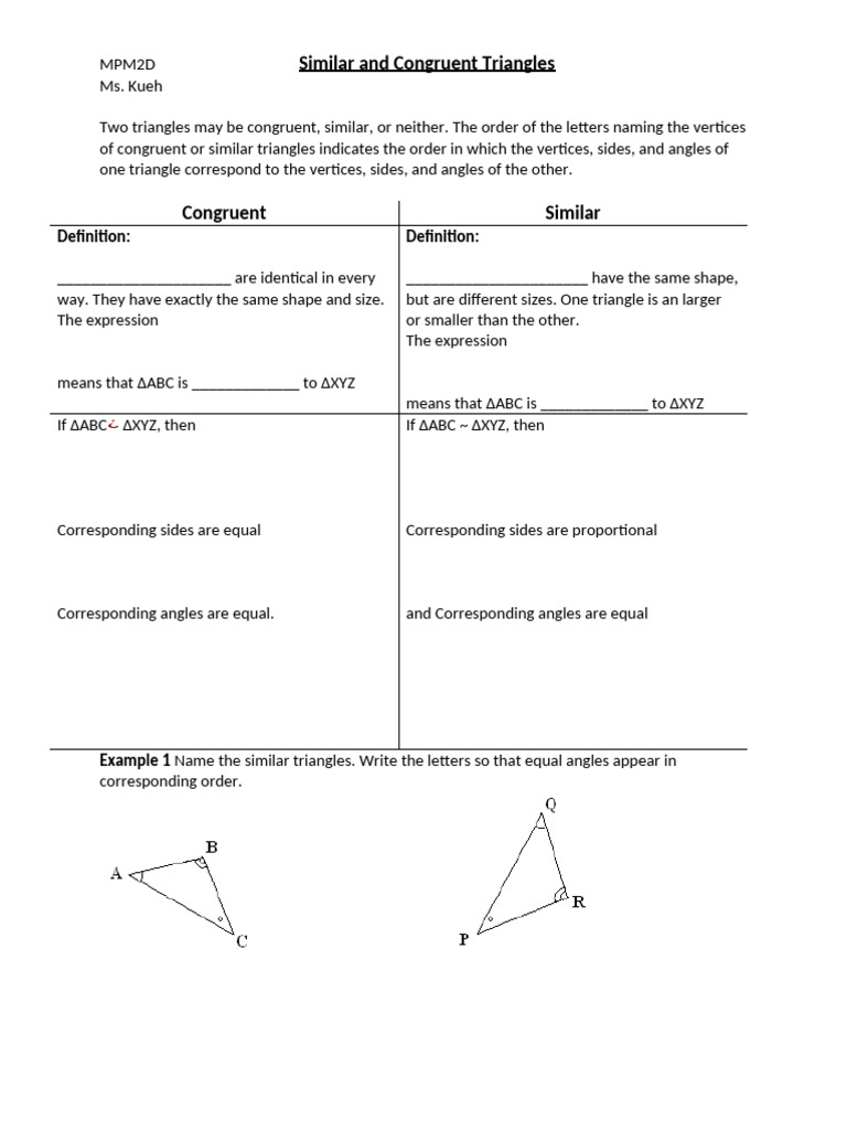 Lesson 2 Similar and Congruent Triangles | PDF