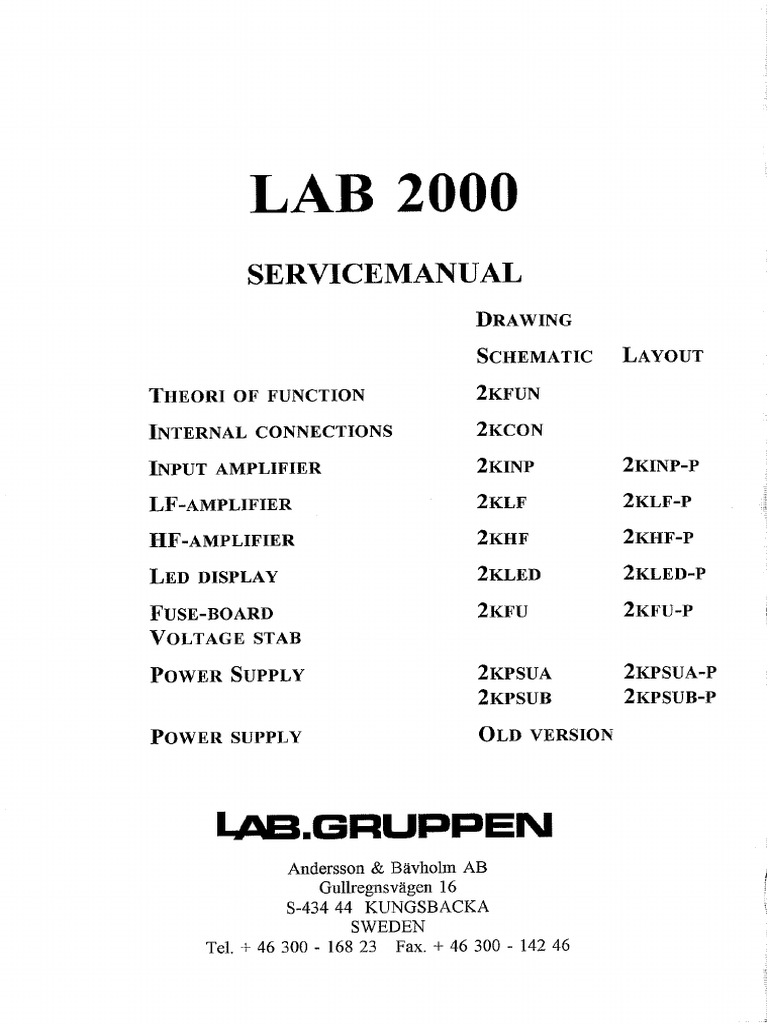 Labgruppen Lab 2000 Service Manual | PDF