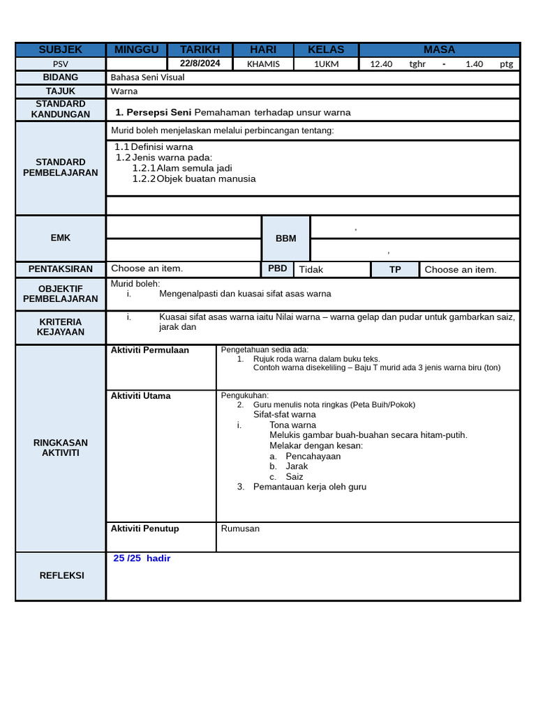 RPH PSV 1 Ukm 22.8.2024 | PDF