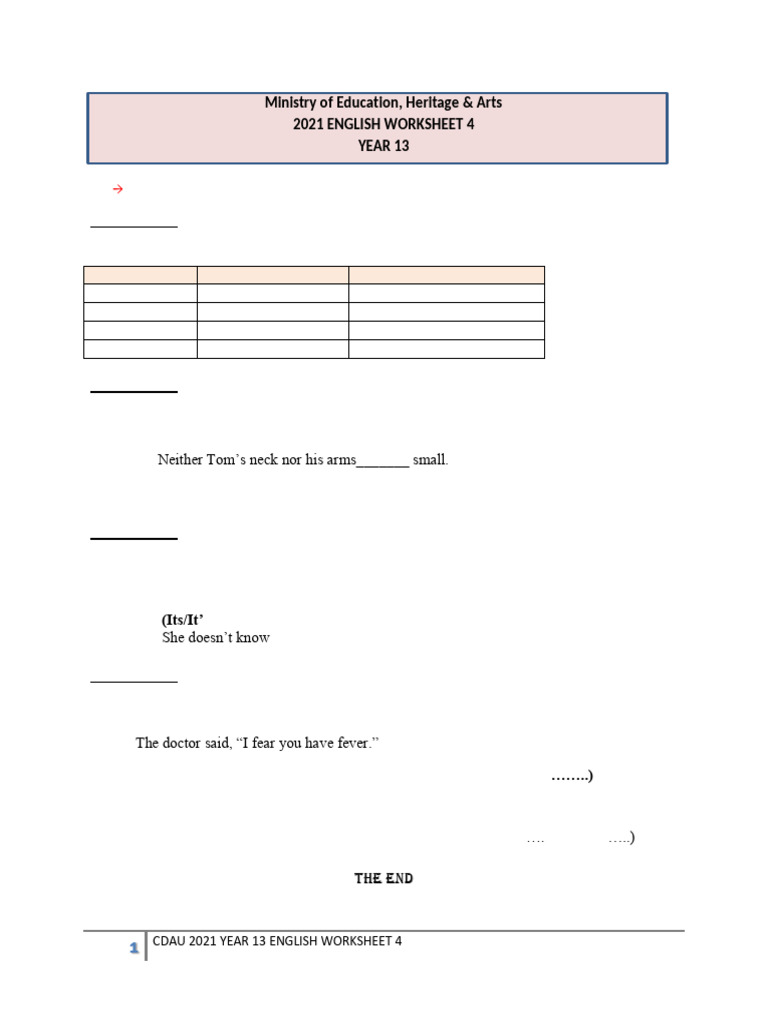 4 2021 Year 13 English Worksheet | PDF