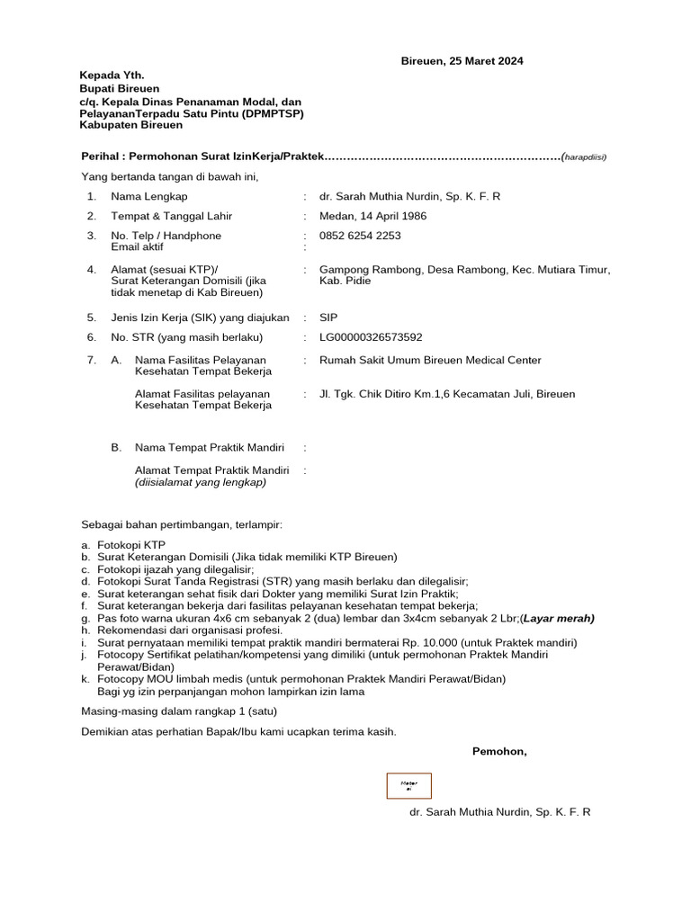 Form Sip Dokter | PDF