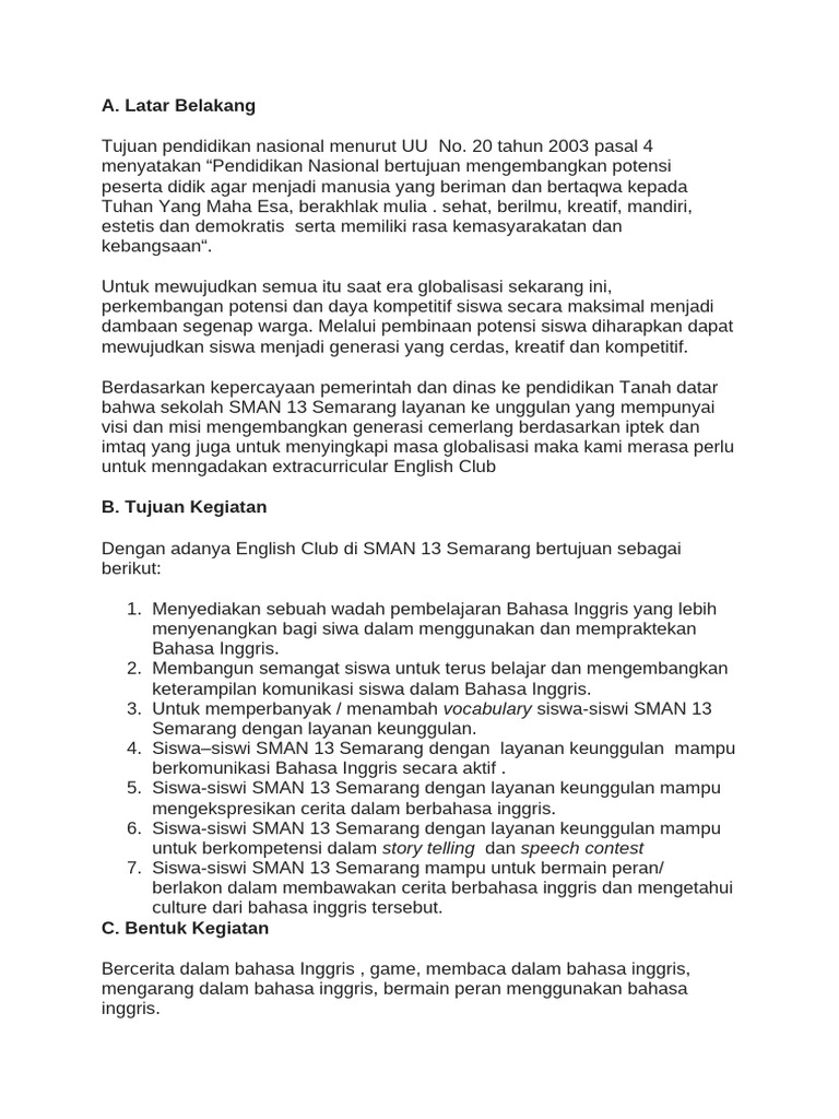 Contoh Laporan Ekskul | PDF