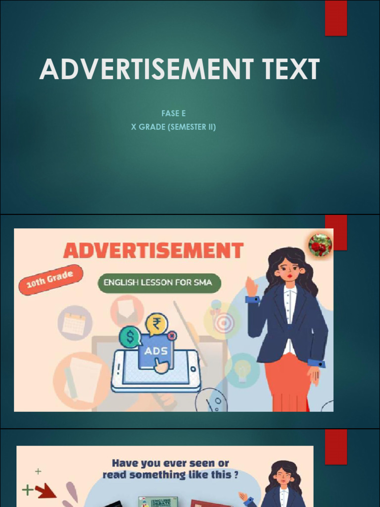 SLIDE ADVERTISEMENT TEXT 10 Grade | PDF