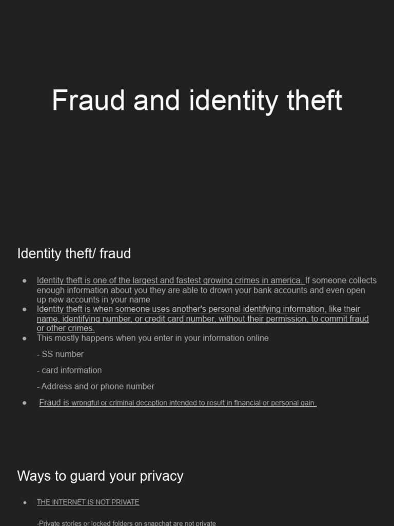 Fraud and Identity Theft | PDF