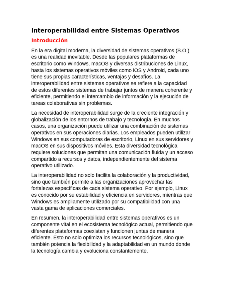 Interoperabilidad Entre Sistemas Operativos | PDF