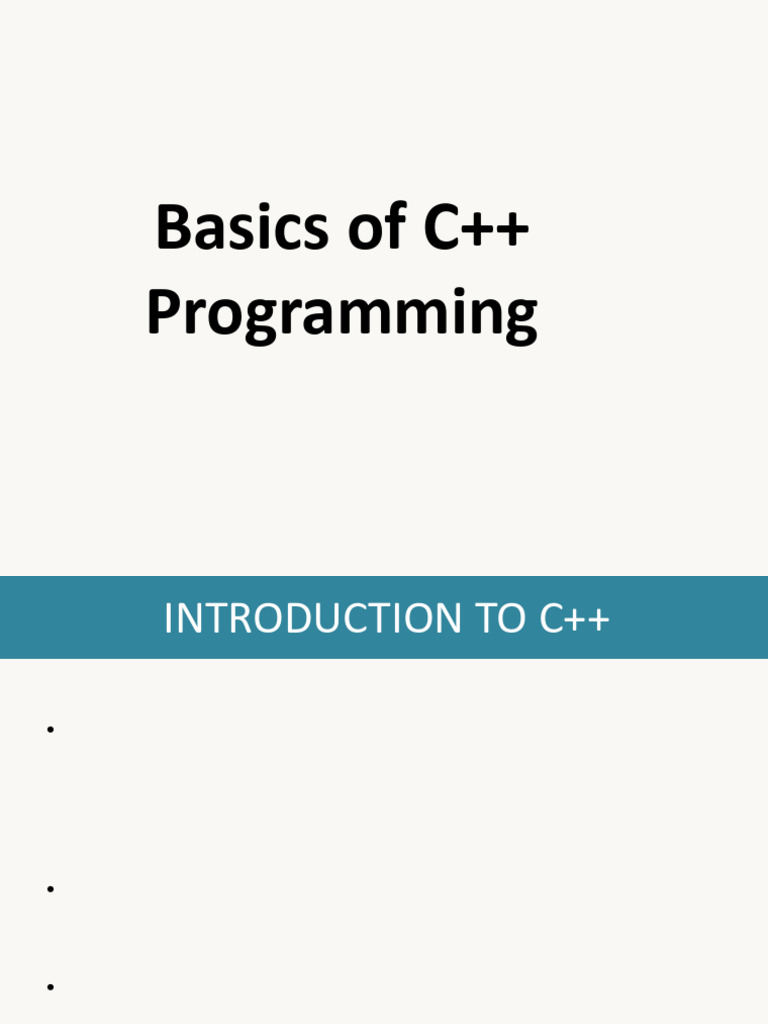 Basics of C++ Programming-1 | PDF Basics of C++ Programming-1 | PDF