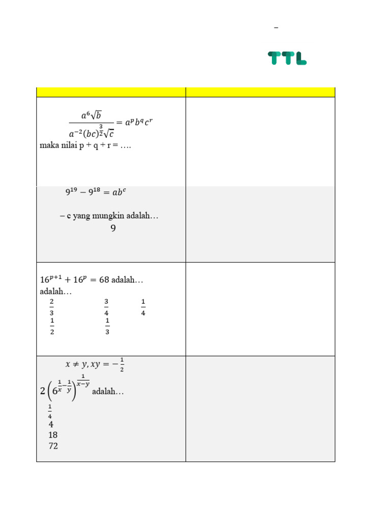 Latsol TTL 08 - Eksponen | PDF