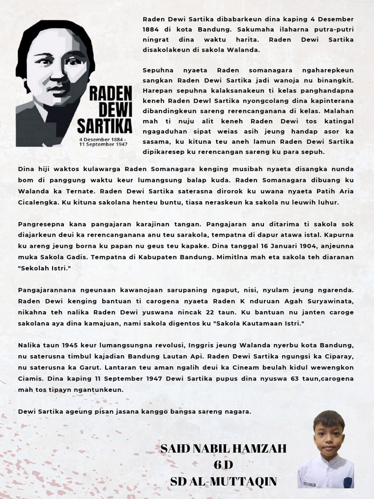 Biografi Raden Dewi Sartika | PDF