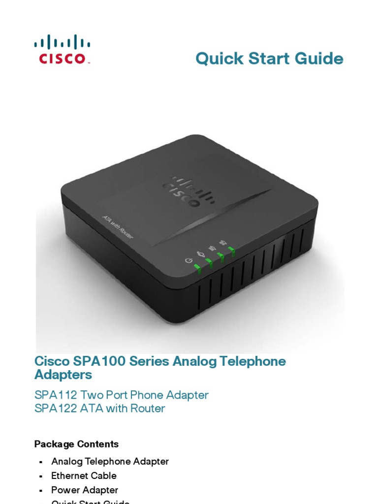 Cisco Spa122 Quick Start Guide | PDF | Computer Network | Ip Address