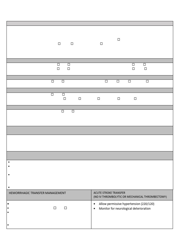 Acute Stroke Transfer Communication Form | PDF | Stroke | Human ...