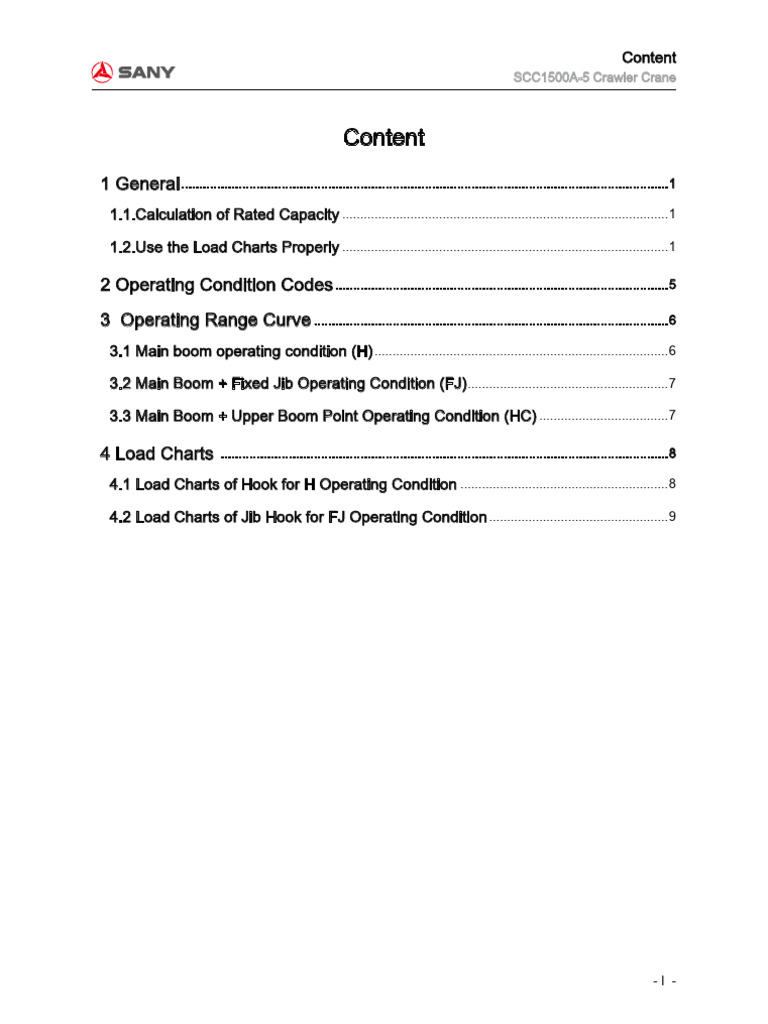 Load Charts - SANY SCC1500A-5 | PDF