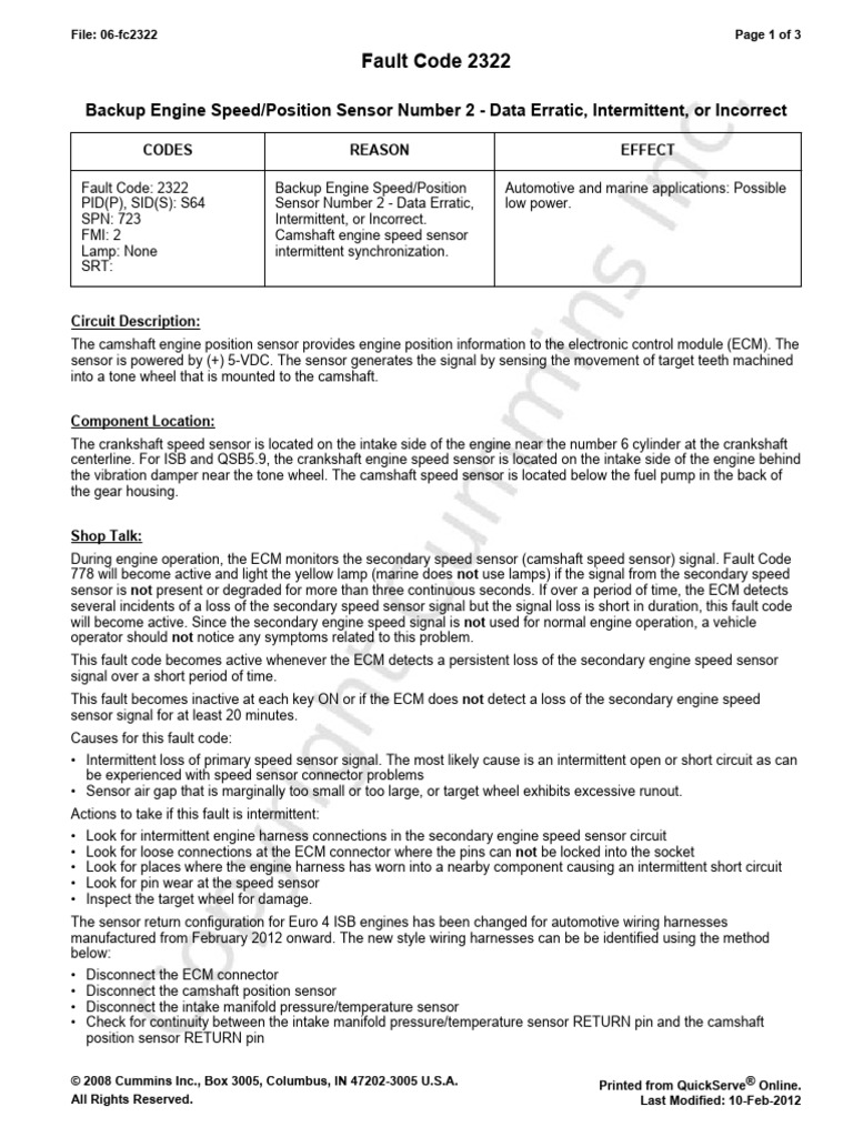06-fc2322 Backup Engine Speed or Position Sensor Number 2 - Data ...