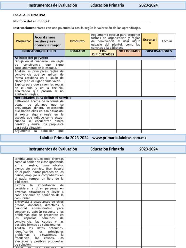 3er Grado Diciembre - Instrumentos de Evaluación (2023-2024) | PDF