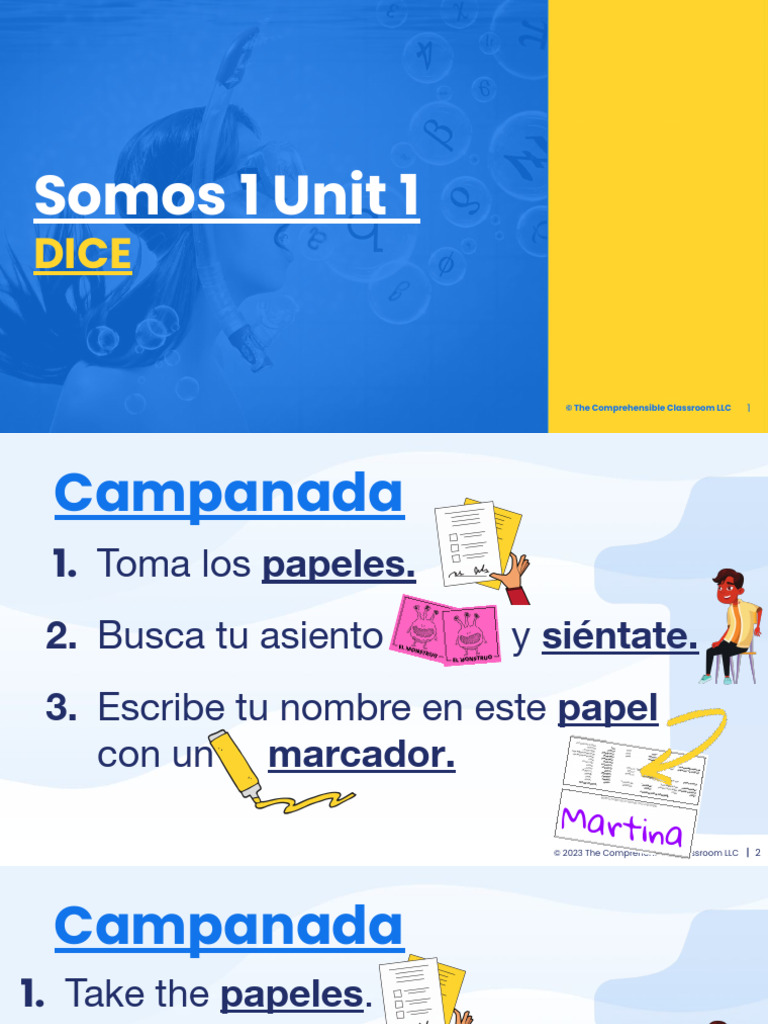 SLIDESHOW Somos 1 Unit 1 | PDF