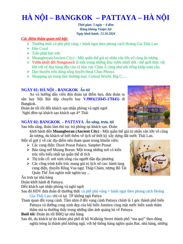 Noong Nooch VJ903-VJ904 - 27kg HA NOI - BANGKOK - PATTAYA - HA NOI 5N4D ...