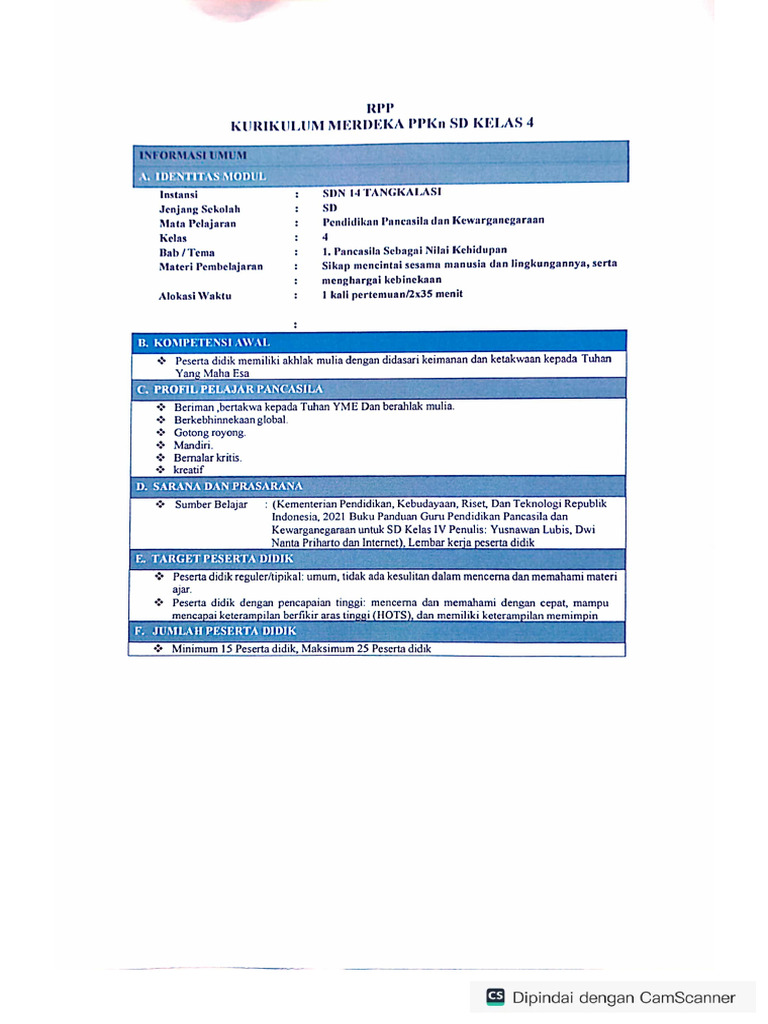 RPP Kelas 4 Semester 2 PPKN | PDF