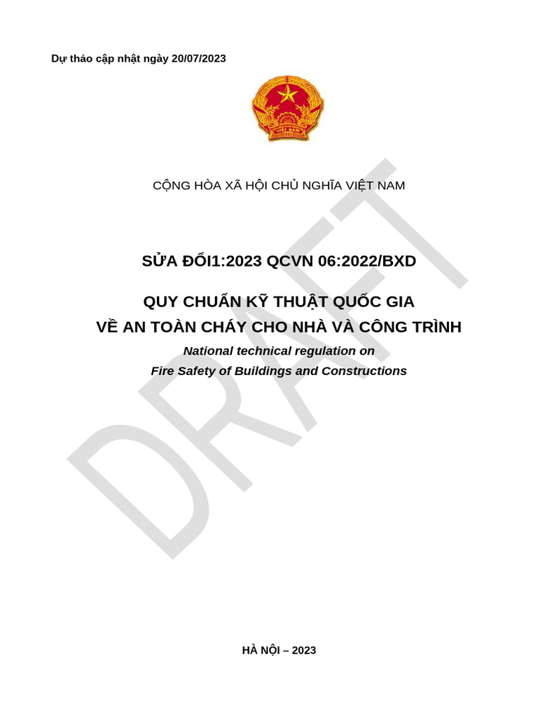 Dự Thảo Sửa Đổi 1-2023 Qcvn 06-2022 Bxd - v3 | PDF