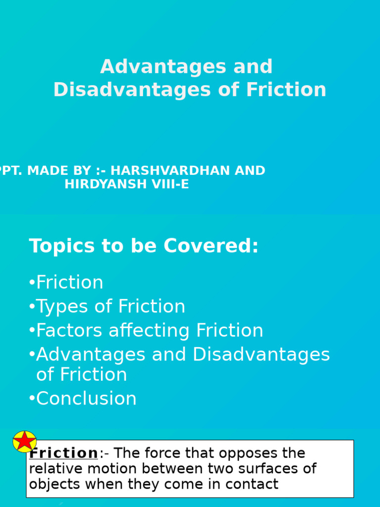 Advantages and Disadvantages of Friction 2 (1) | PDF