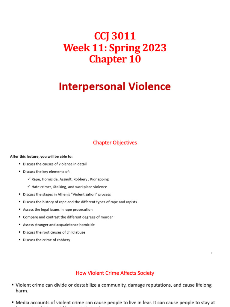 Chapter 10 - Interpersonal Violence | PDF