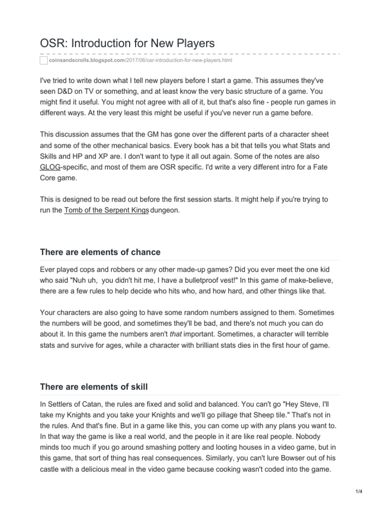 OSR Introduction For New Players | PDF