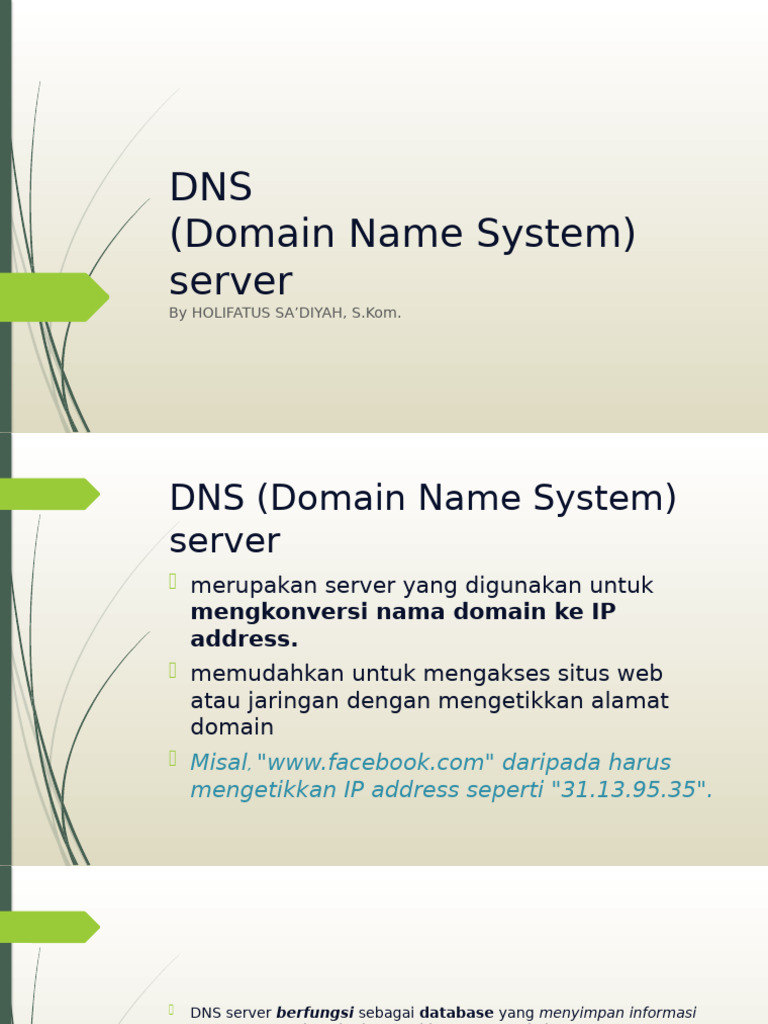 DNS (Domain Name System) Server: by Holifatus Sa'Diyah, S.Kom | PDF