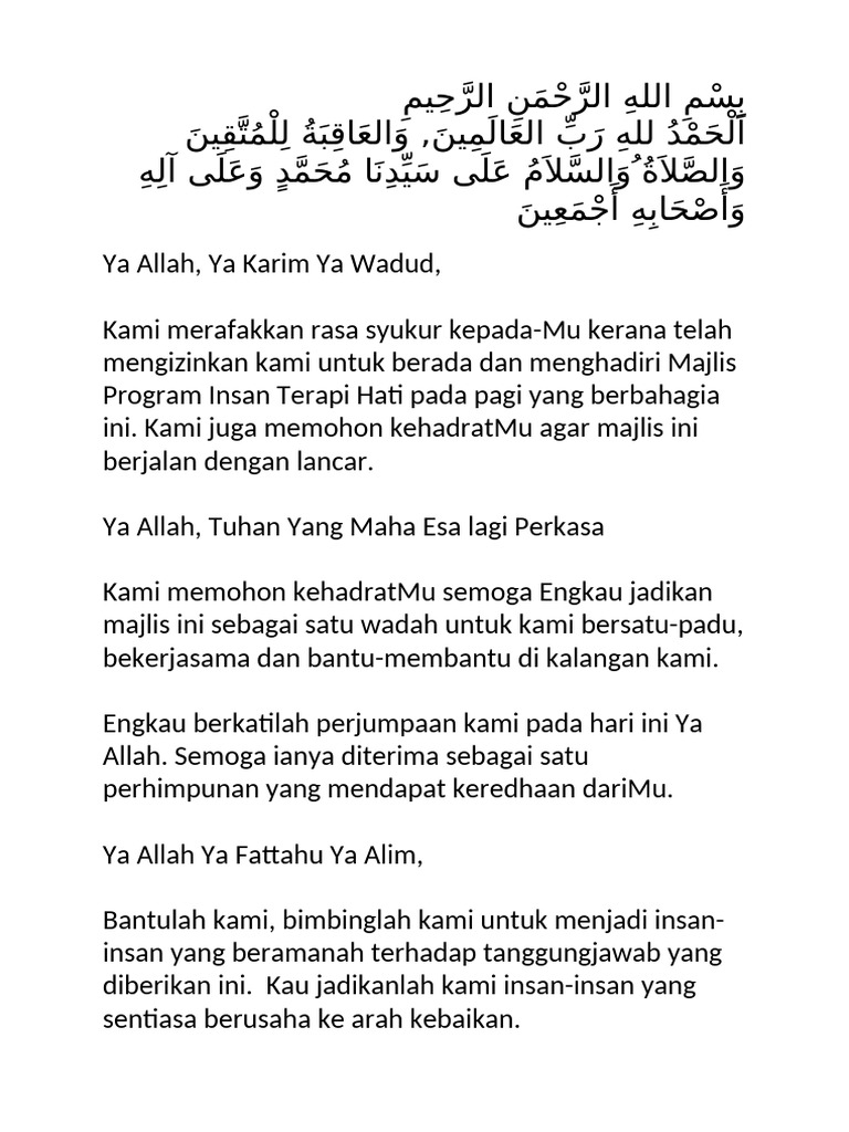 Doa Program Insan Terapi Hati | PDF