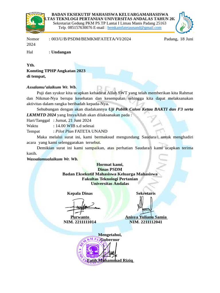 003 - Undangan Uji Publik Komting TPHP 23 | PDF