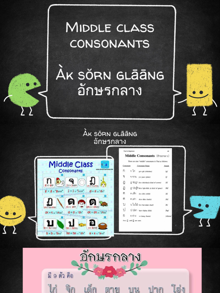 - Ak sorn glaang อักษรกลาง+ Tone marks | PDF