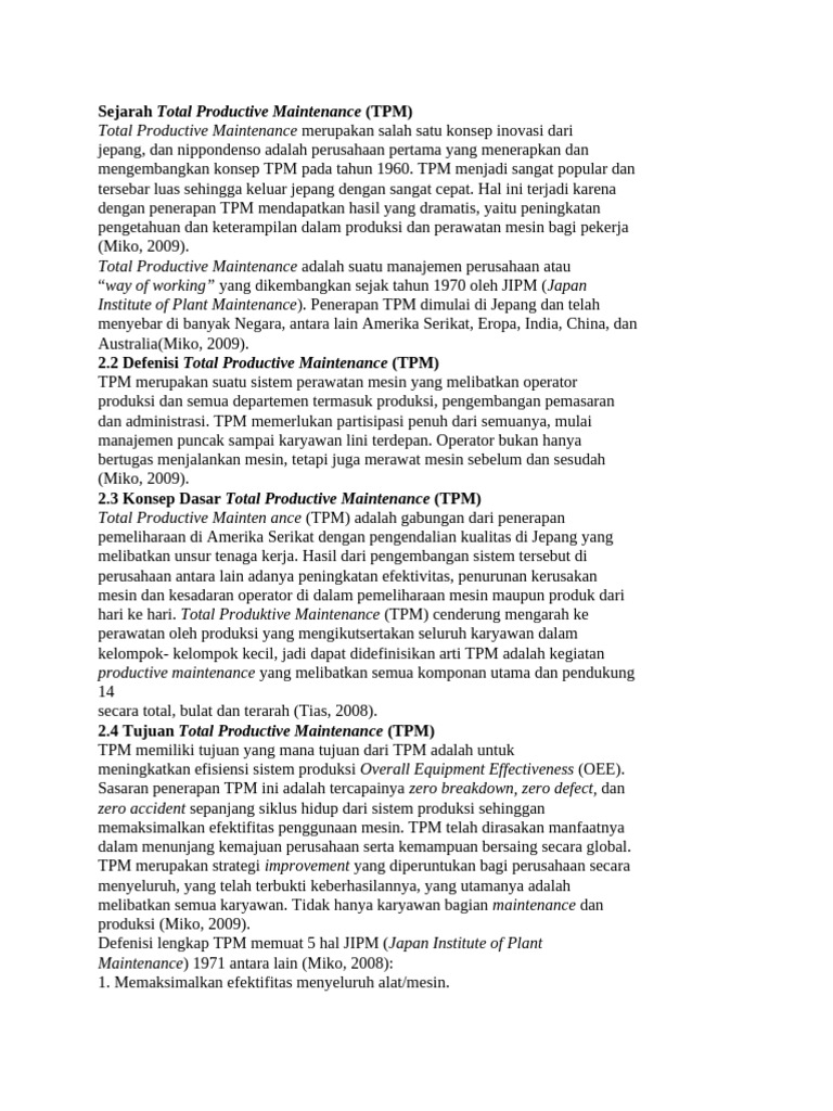Sejarah Total Productive Maintenance | PDF