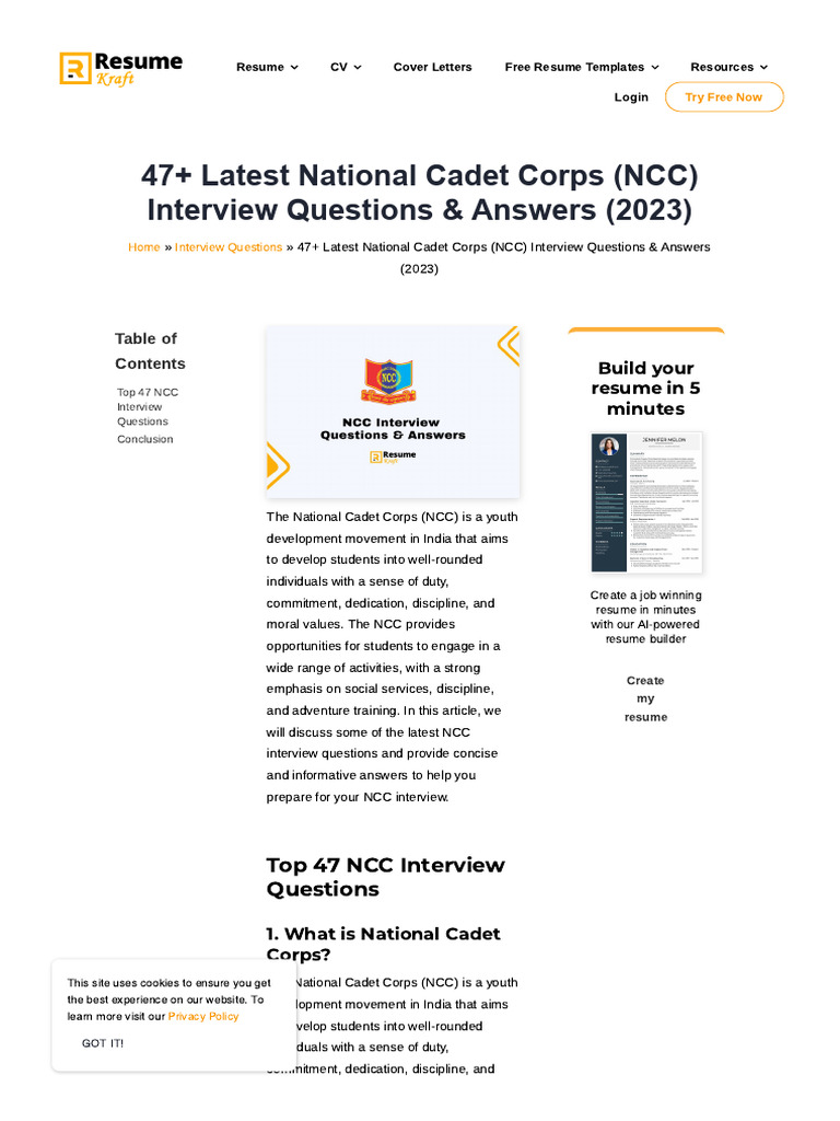 47+ Latest National Cadet Corps (NCC) Interview Questions & Answers ...