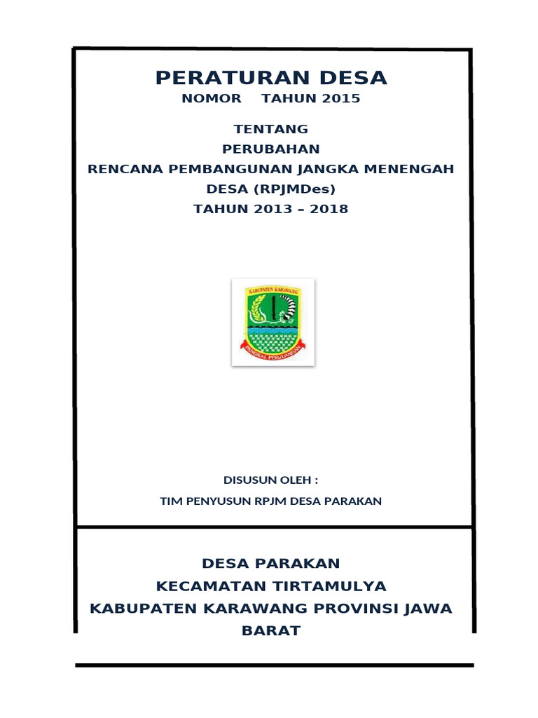 Cover Perdes Rpjmdes | PDF