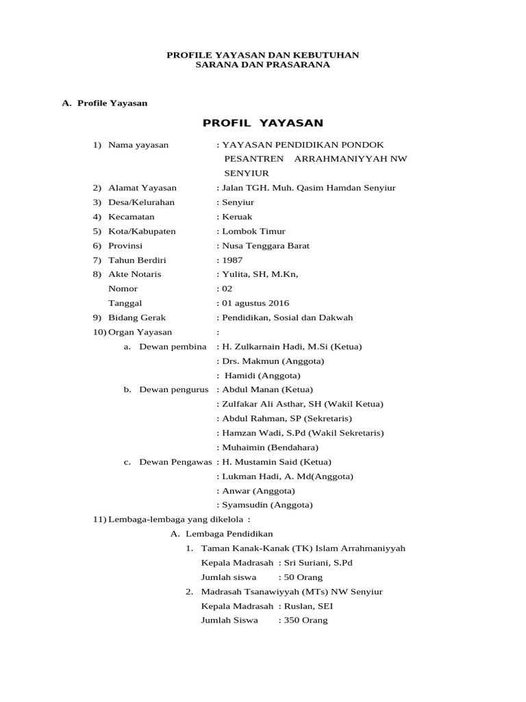 Profile Yayasan Pdf