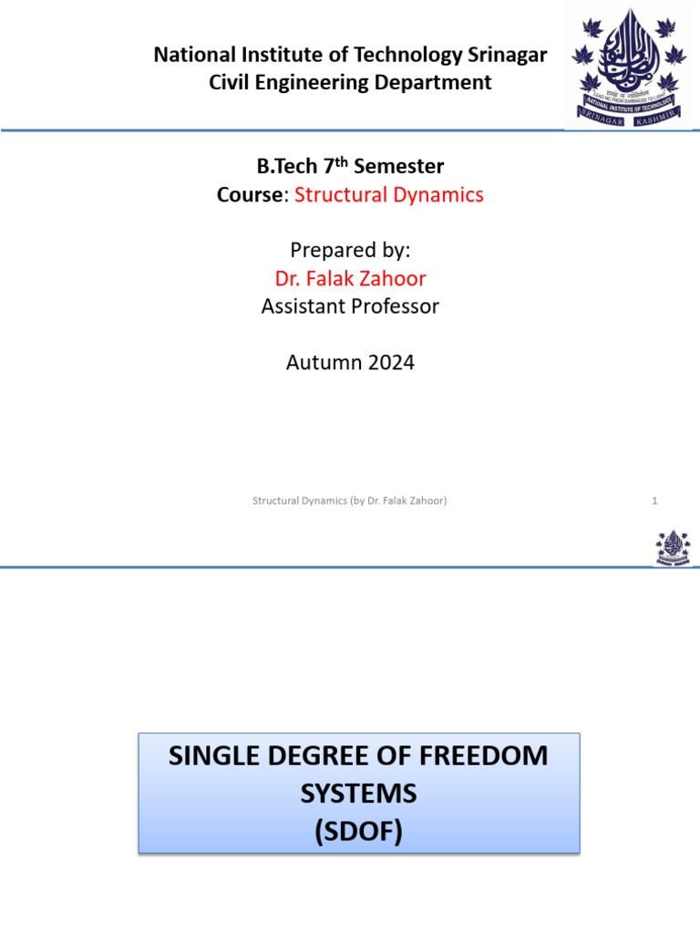 SDOF (Free Undamped Vibrations) | PDF