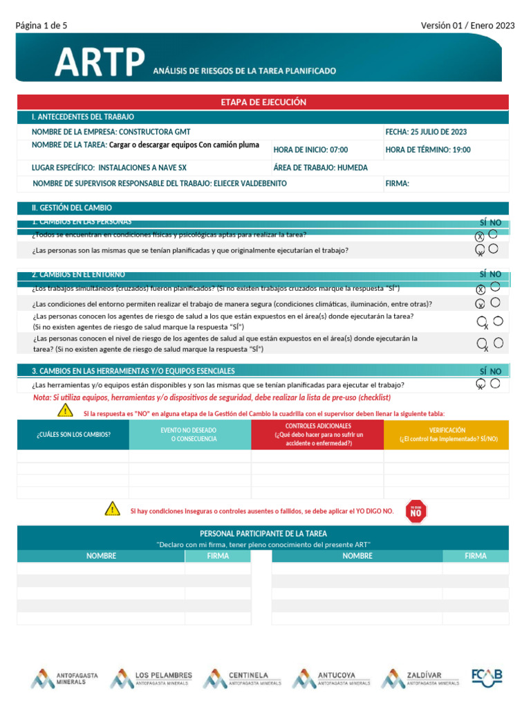 ARTP Carga y Descarga de Equipos Con CAMIÓN PLUMA (Ver. 1) | PDF
