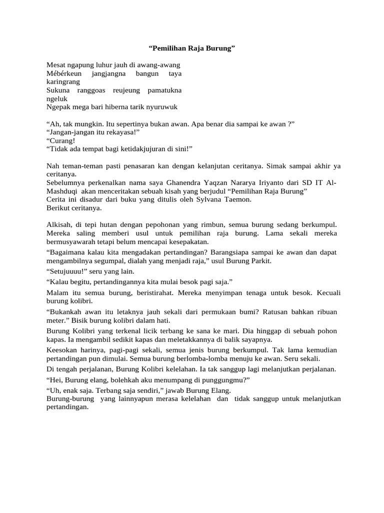 Pemilihan Raja Burung | PDF