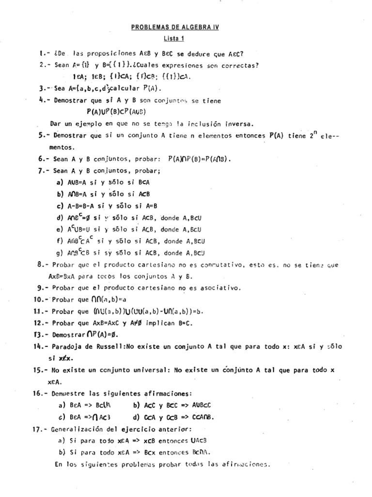 Algebra IV Problemas 01 B | PDF