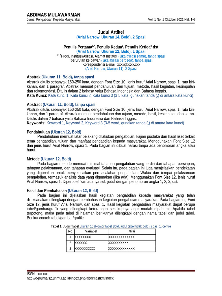 Panduan Penulisan Jurnal Abdimas | PDF
