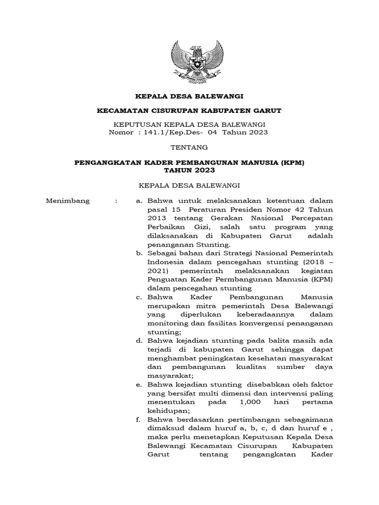 SK Kader Pembangunan Manusia (KPM) 2023 | PDF