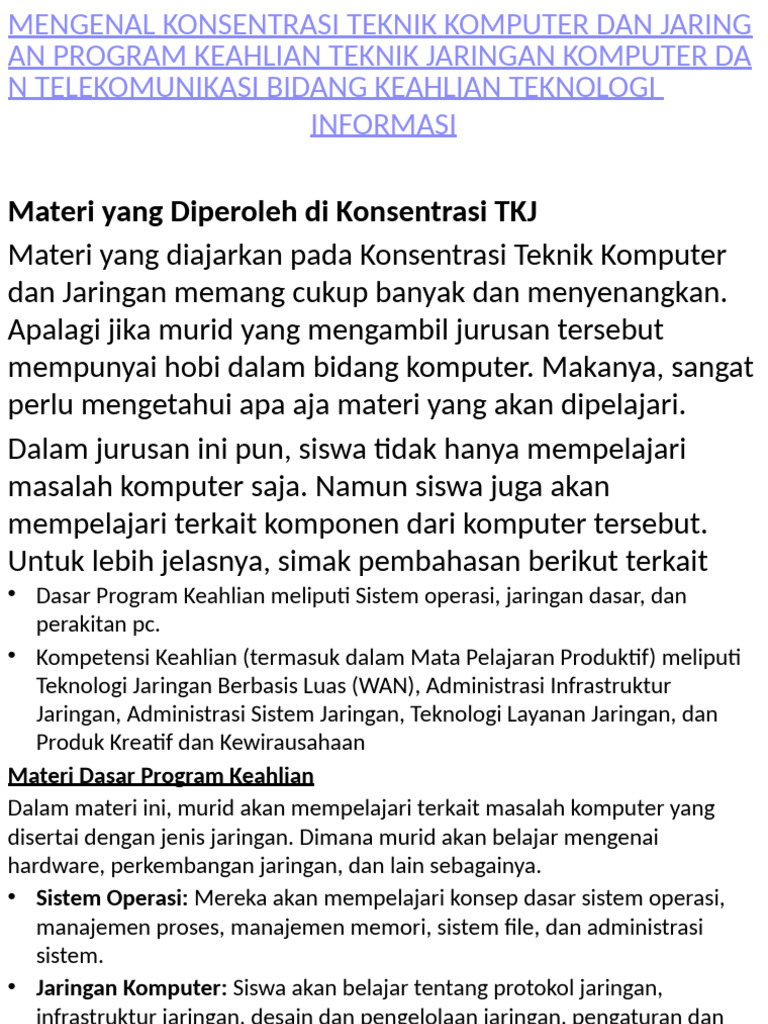 Mengenal Konsentrasi Keahlian | PDF