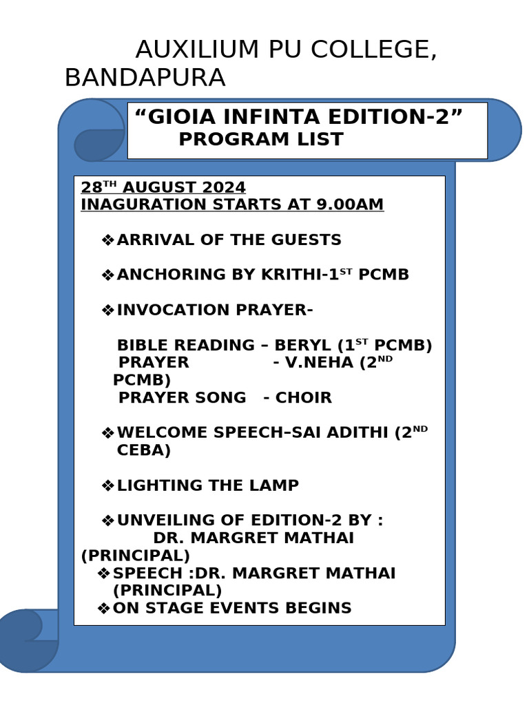 Inaguration Program List | PDF