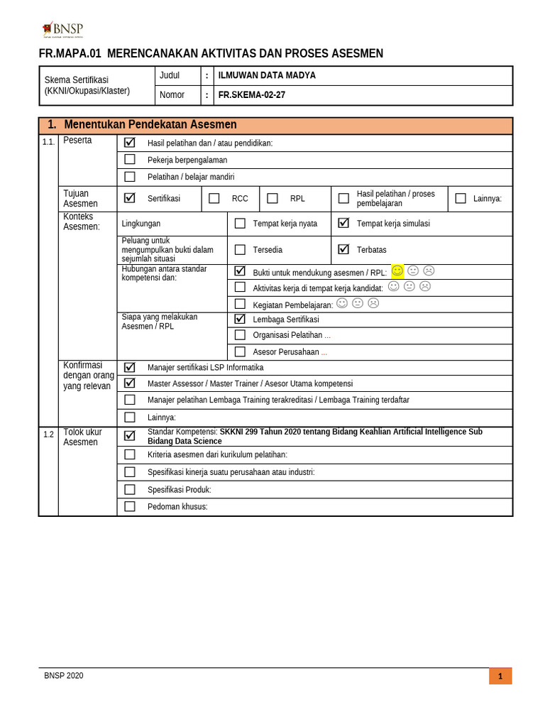01 - FR - Mapa.01 Merencanakan Aktivitas Dan Proses Asesmen - L | PDF