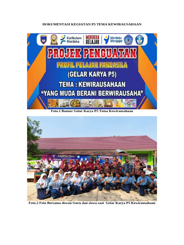 Dokumentasi Kegiatan p5 Tema Kewirausahaan | PDF