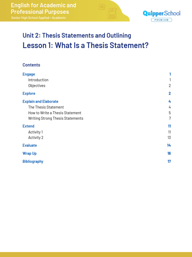 PDF (SG) - EAP 11 - 12 - UNIT 2 - LESSON 1 - What Is A Thesis Statement ...