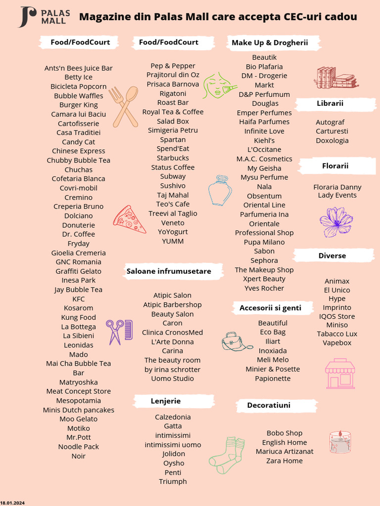 Magazine Din Palas Mall Care Accepta CEC-uri Cadou Feb 2024 PDF | PDF