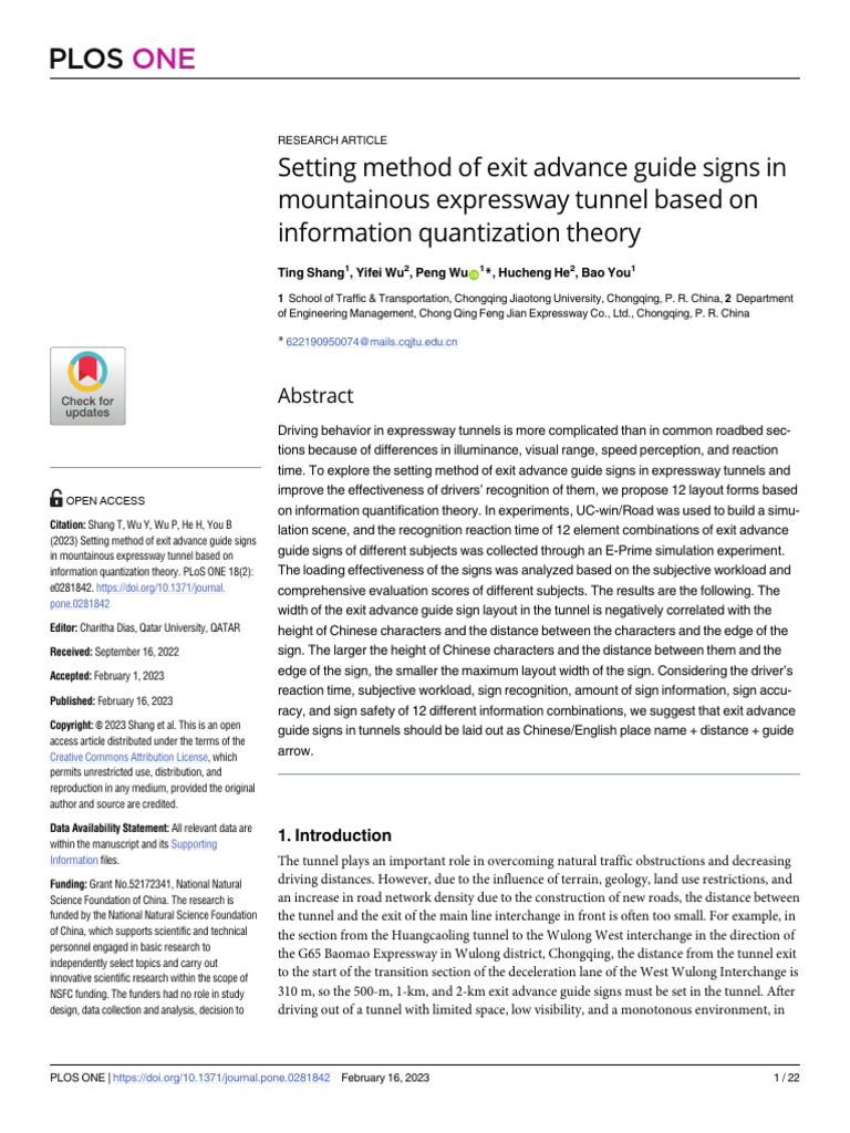 Setting Method of Exit Advance Guide Signs in Moun | PDF