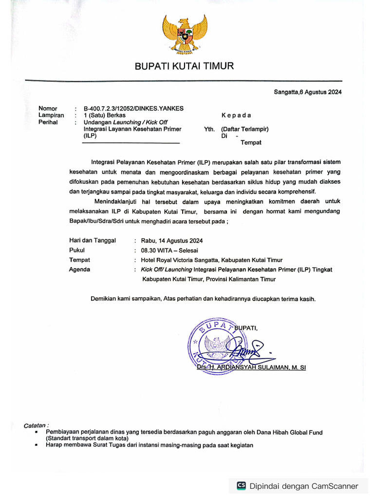 Undangan Kick Off ILP Kabupaten | PDF